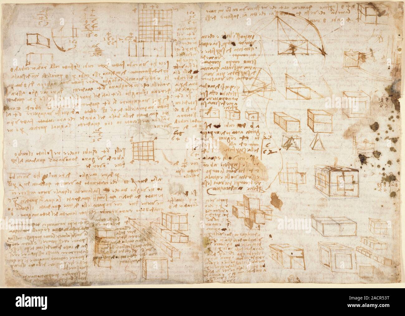 Notes by Leonardo da Vinci, Codex Arundel. Folio page of notes by ...