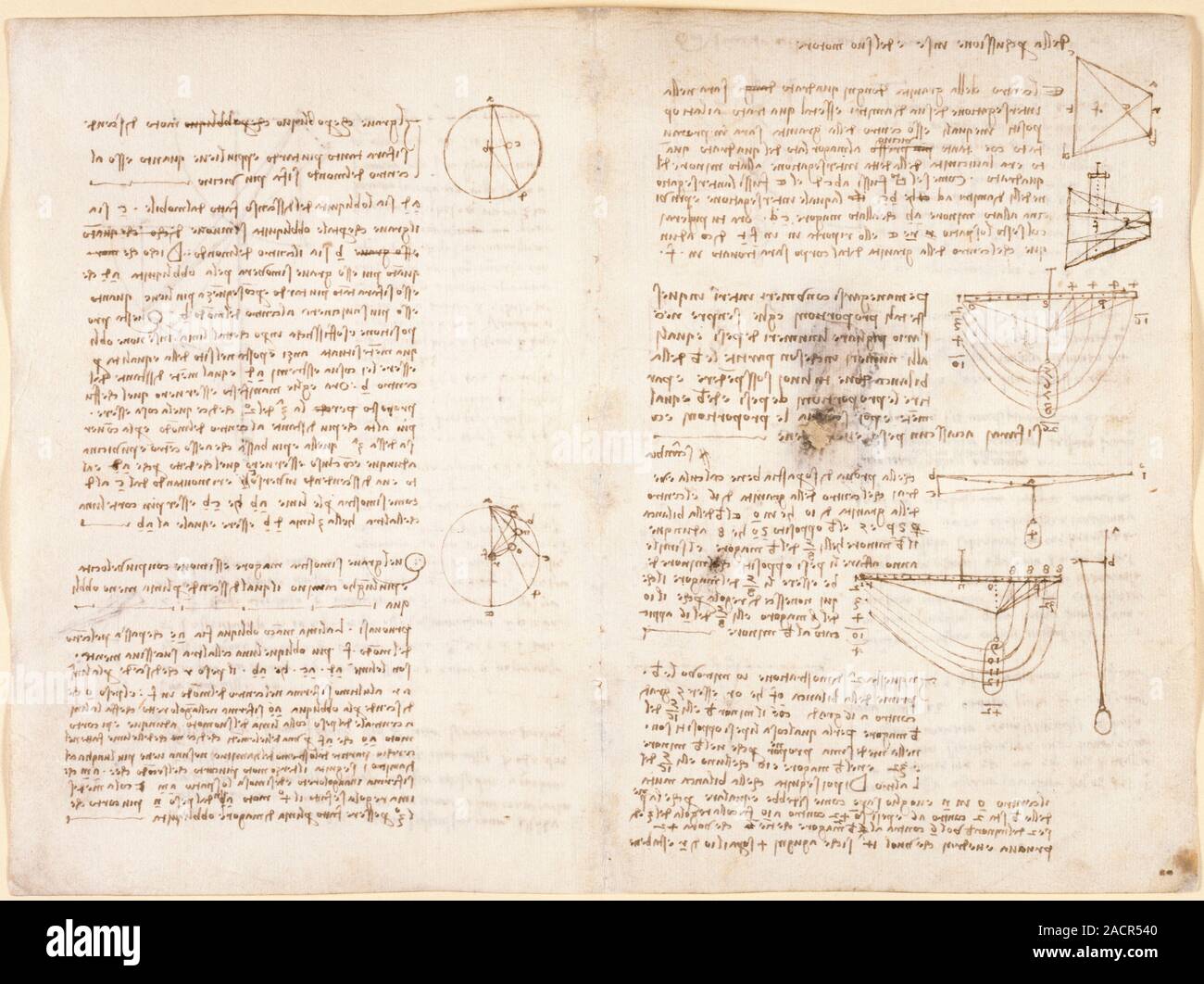 Notes by Leonardo da Vinci, Codex Arundel. Folio pages of notes by ...