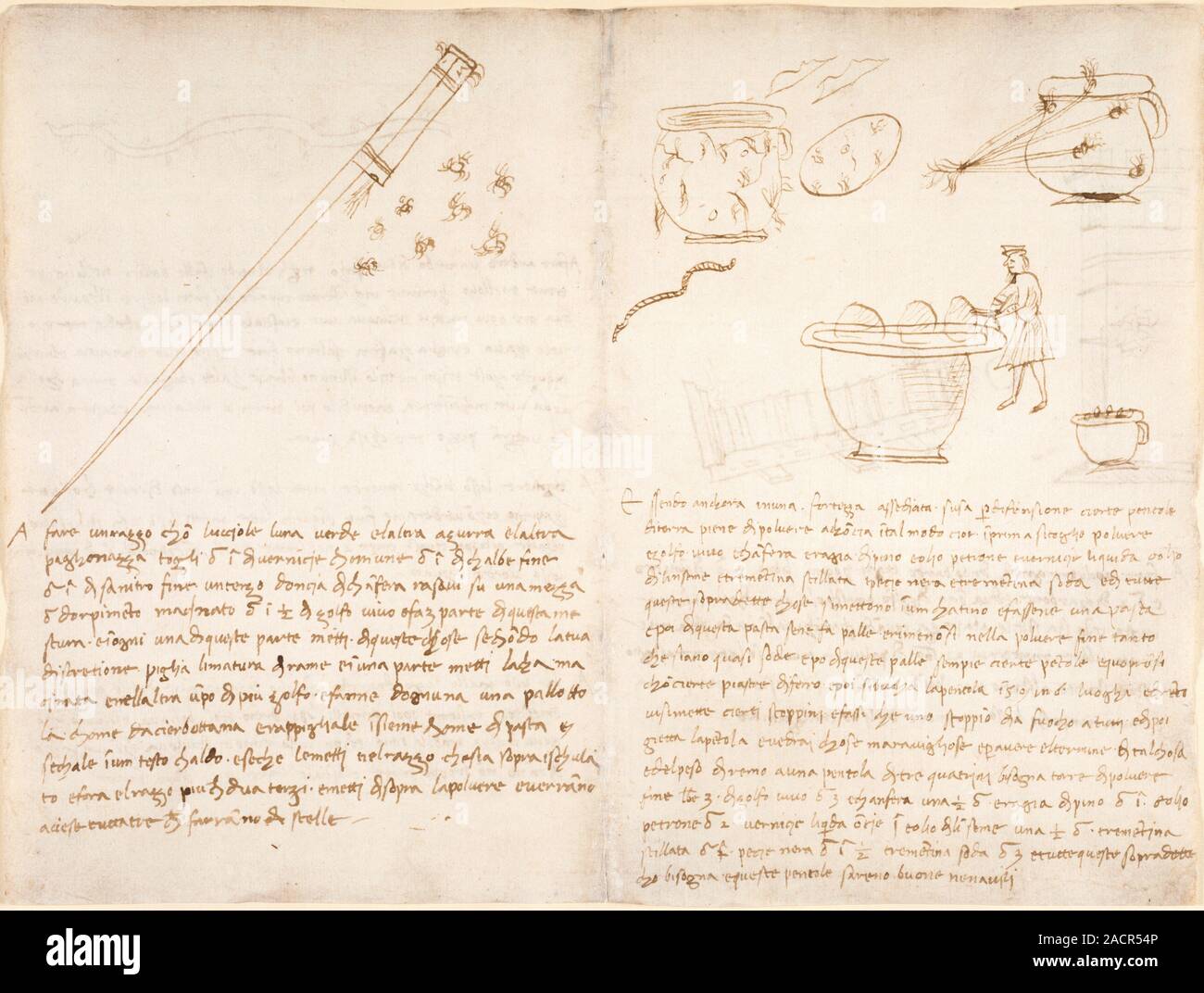 Notes by Leonardo da Vinci, Codex Arundel. Folio pages of notes by ...