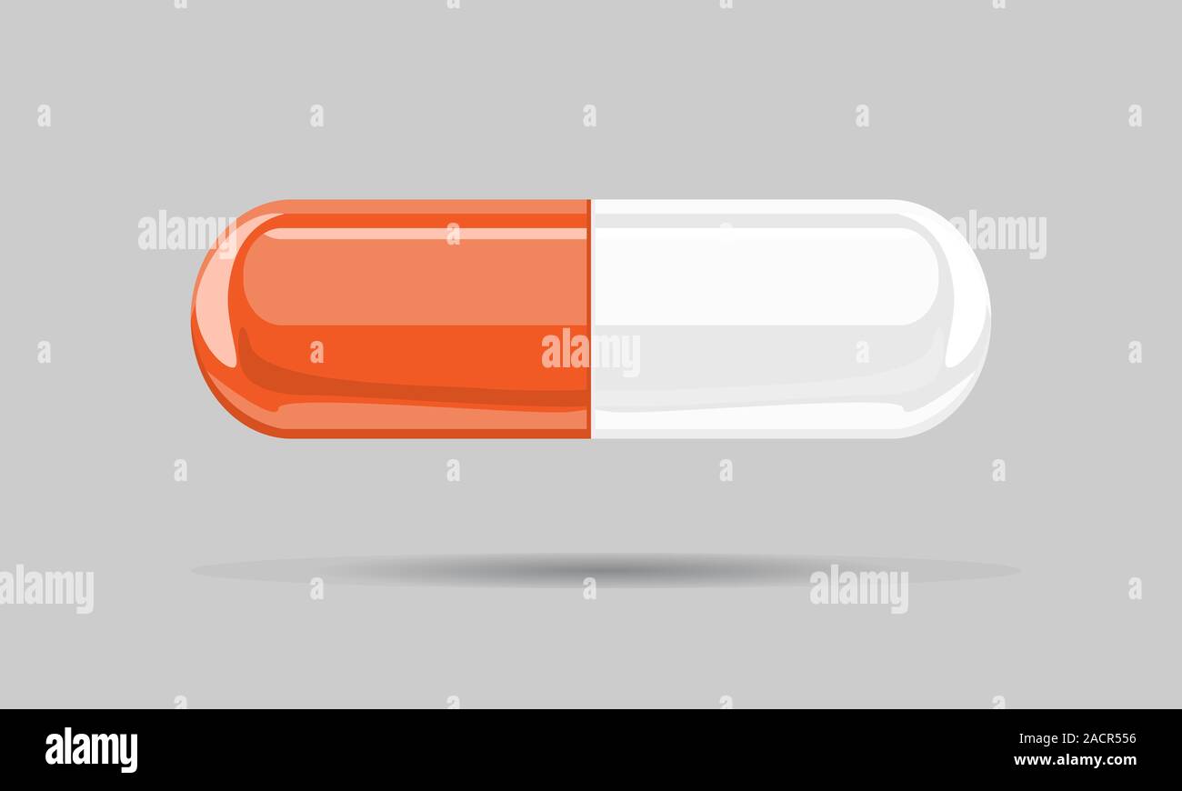 Capsule pill mock up hand drawn cartoon style. Flat and solid color ...
