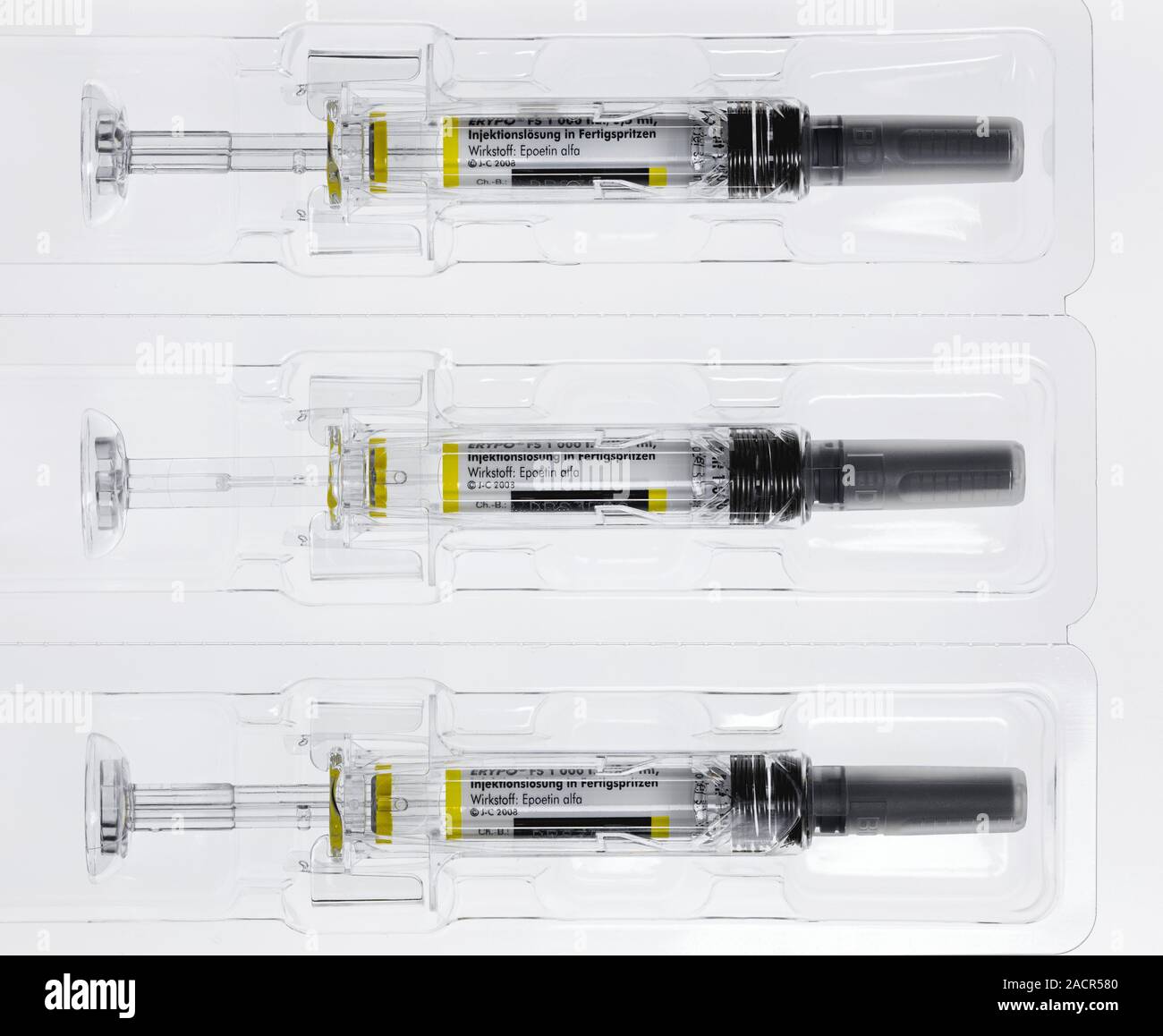 EPO filled syringes. EPO is a naturally occurring glycoprotein hormone ...