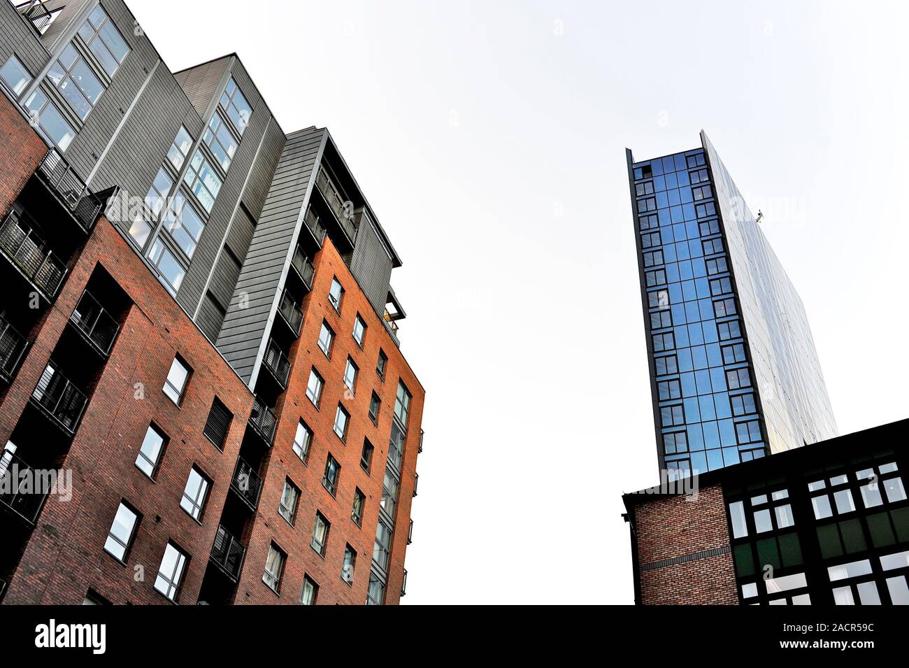 High rise apartments in the Castlefield area of central Manchester,UK ...