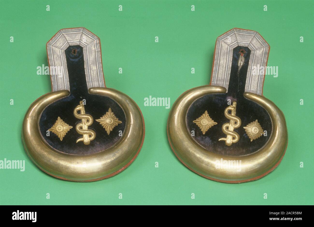 Nineteenth century English medical officer's epaulettes. Wide gold rims ...