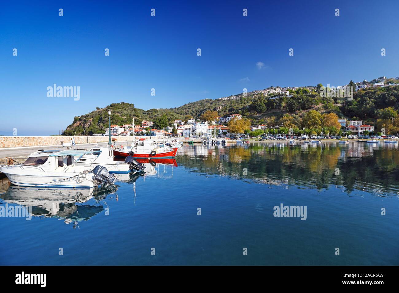 The port in Glossa of Skopelos island, Greece Stock Photo - Alamy