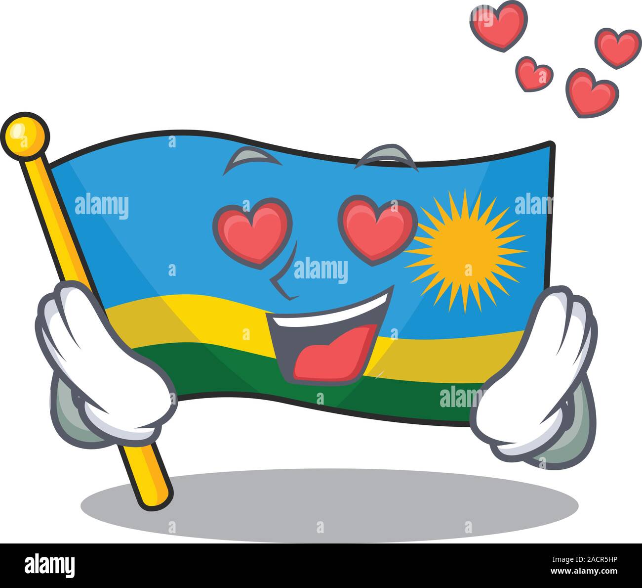falling In love Happy cute flag rwanda cartoon design Stock Vector ...