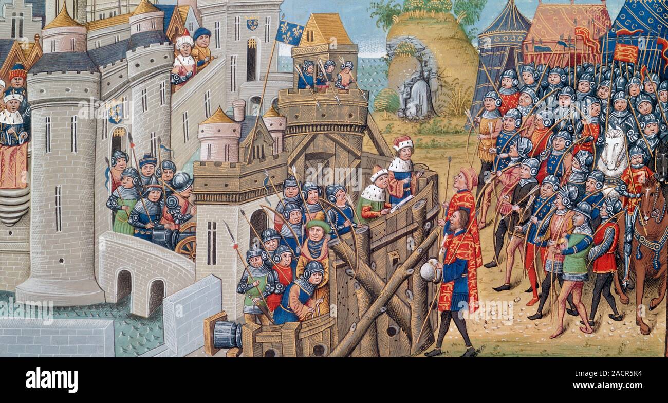 English army at Troyes in 1380. 15th-century artwork of an army ...