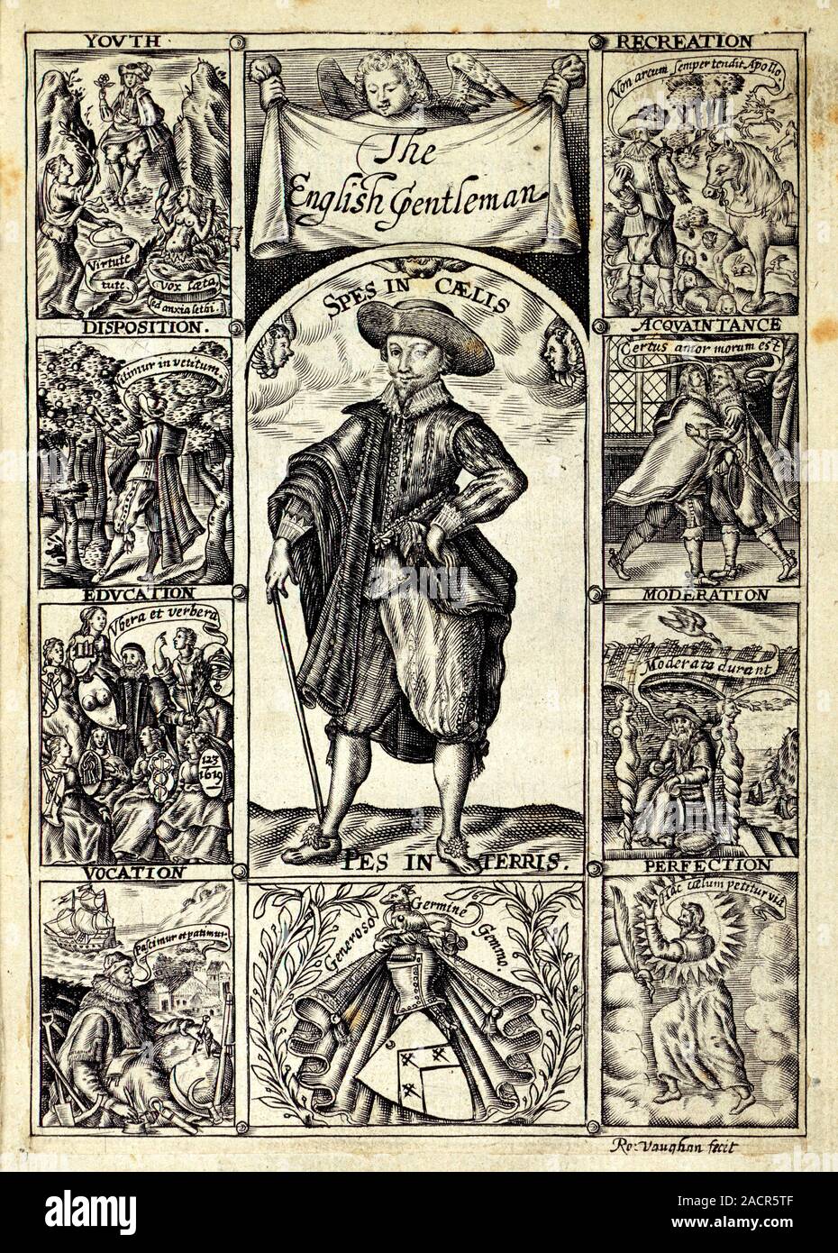 The English Gentleman. Frontispiece to the 17th-century guide 'The ...