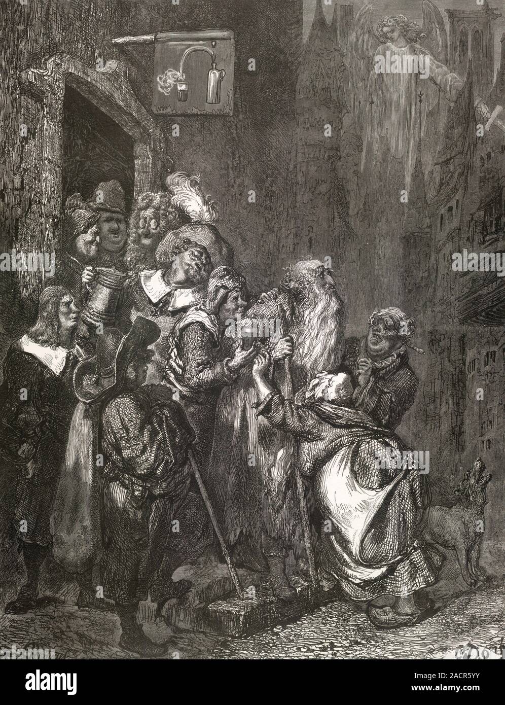 Wandering Jew legend. 19th-century artwork depicting a scene from The ...