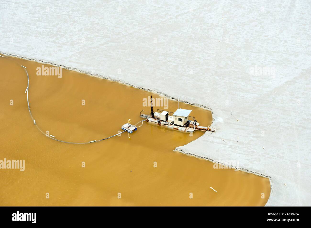 Salt mine. Aerial view of a coastal salt mine at Yzerfontein, Western ...