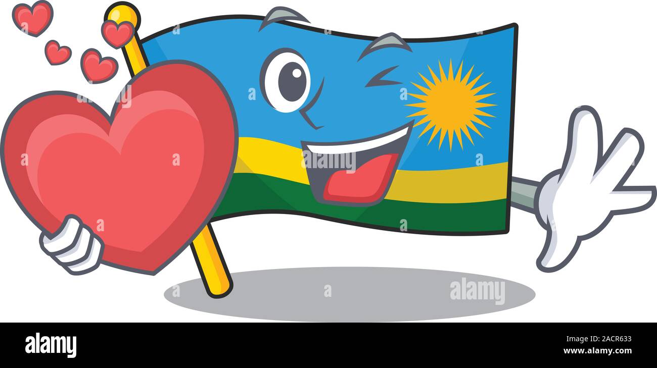With heart flag rwanda cartoon character mascot style Stock Vector ...