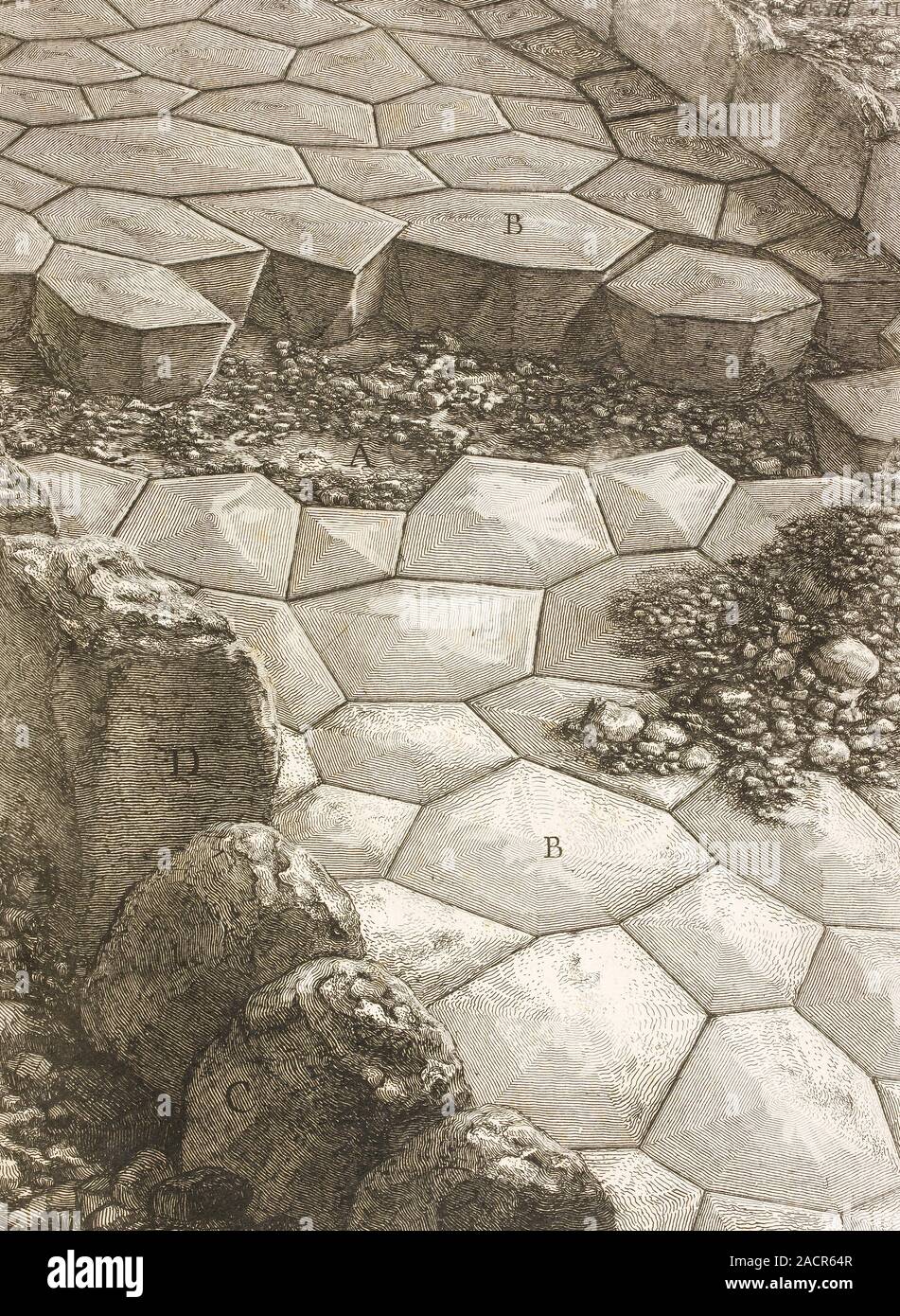 Appian Way. 18th-century artwork of paving stones on a section of the ...