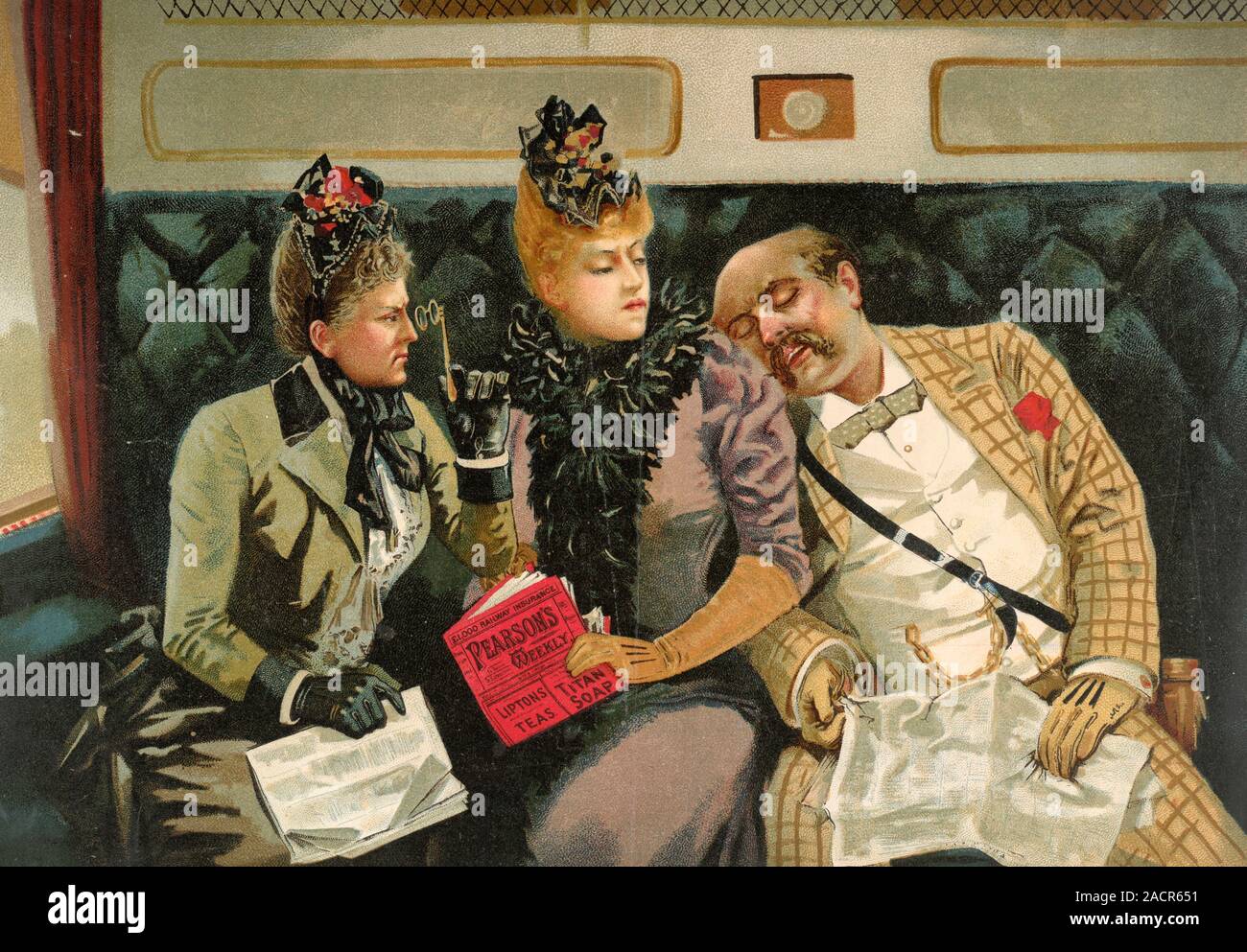 Railway advert travel humour. 19th-century artwork used in a railway ...