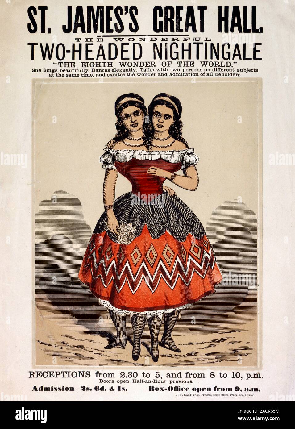 Two-headed nightingale poster. Poster advertising the appearance of ...