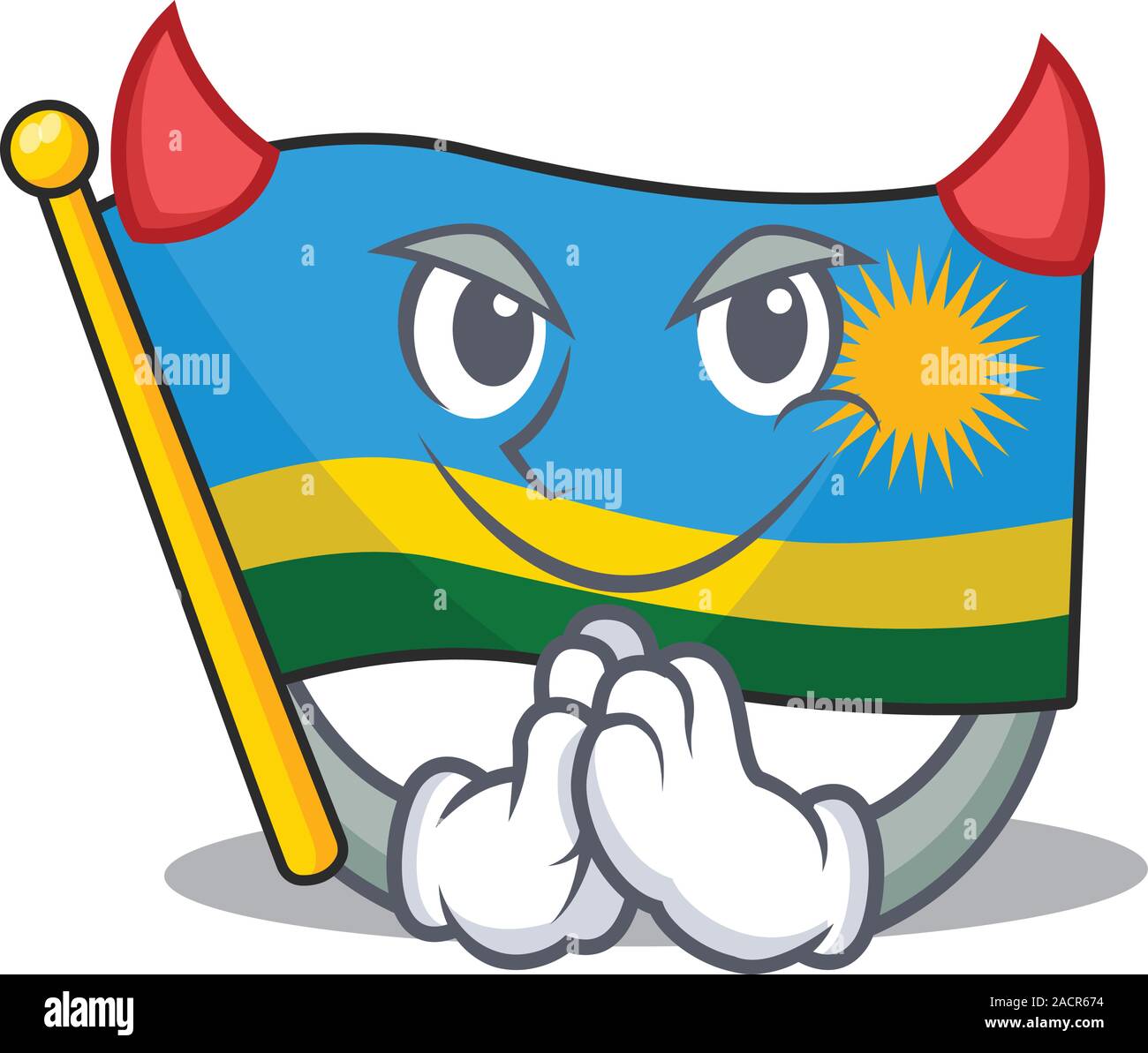 Cartoon character of flag rwanda on a Devil gesture design Stock Vector ...
