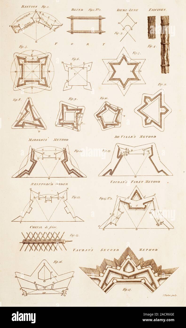 Plate from 18th century encyclopedia showing a comparison of different ...