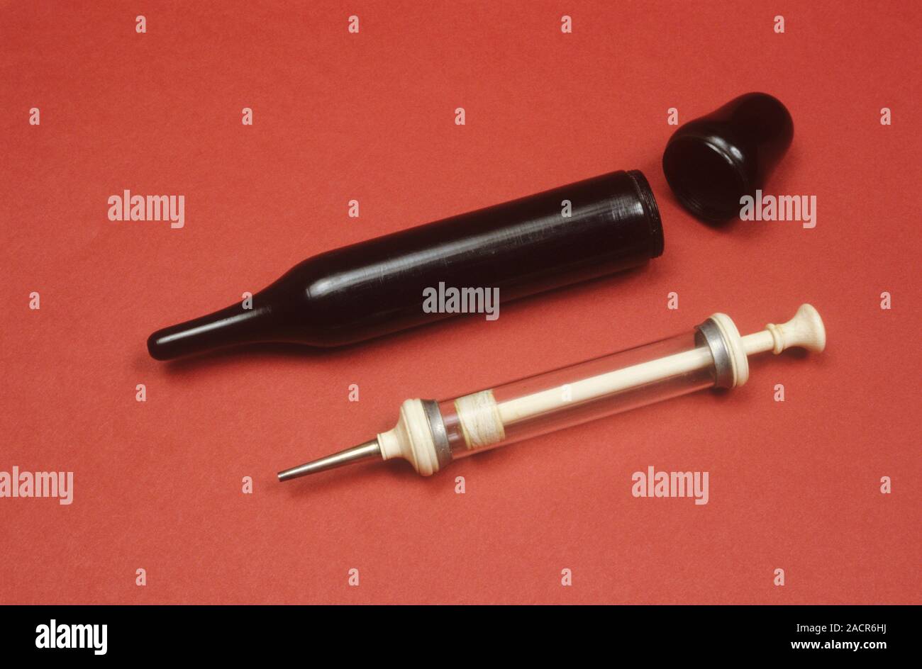 Early nineteenth century ointment syringe with ebony case. This syringe ...