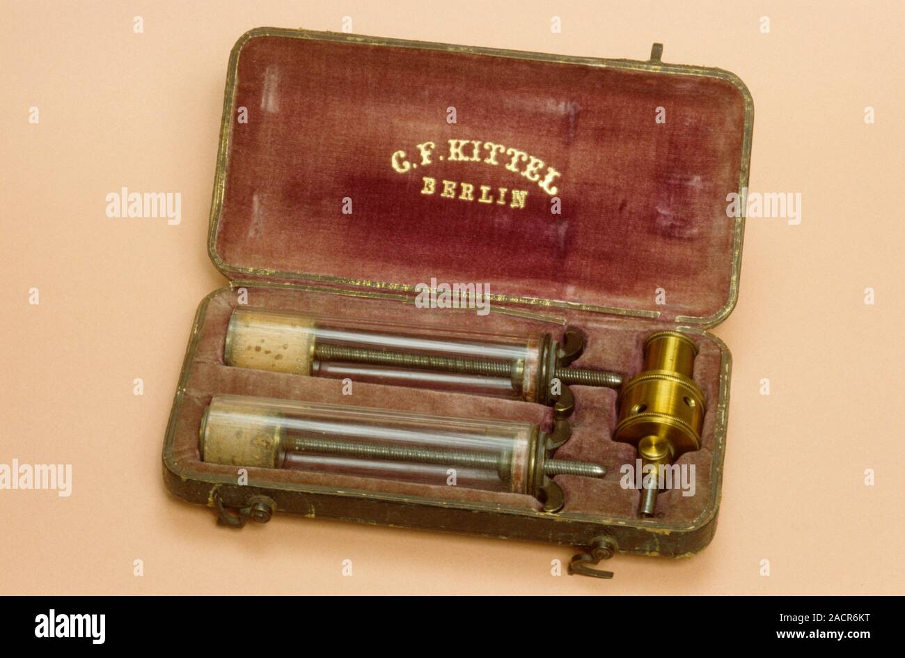 Artificial leech with two syringes, patented by Baron Heurteloup ...