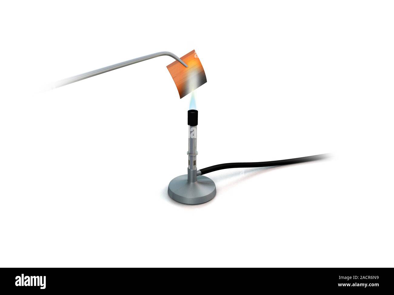 Copper oxidation experiment. Computer artwork of a copper sheet being ...