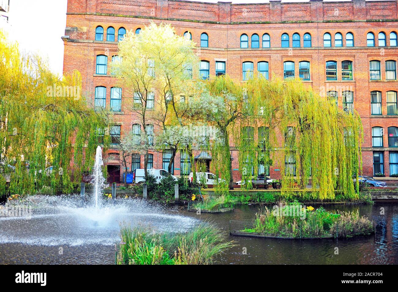 Barbirolli Square eco pond (leading to the Rochdale Canal) in ...