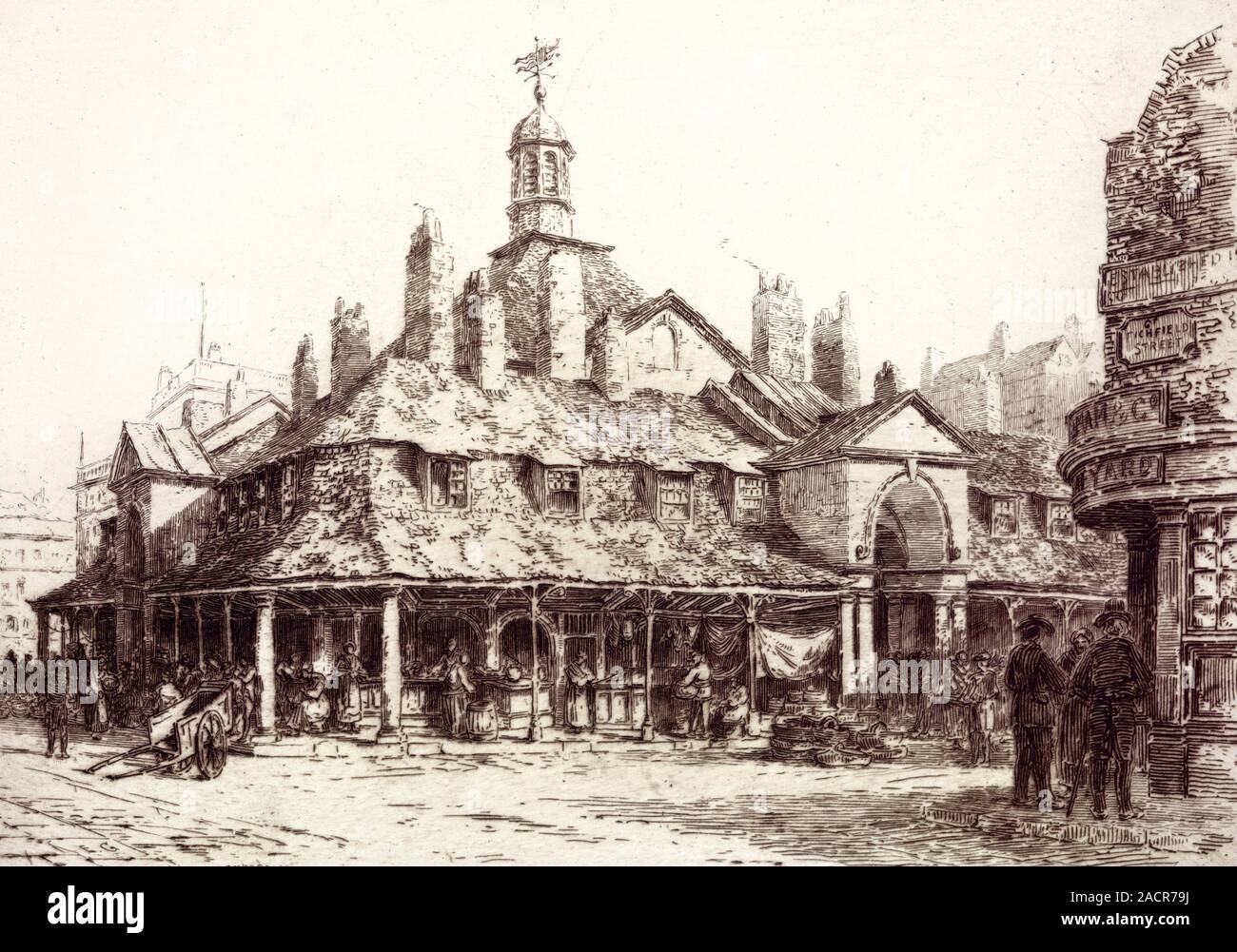 Oxford Market, London, UK. Artwork from 'Etchings of Old London' (1884 ...