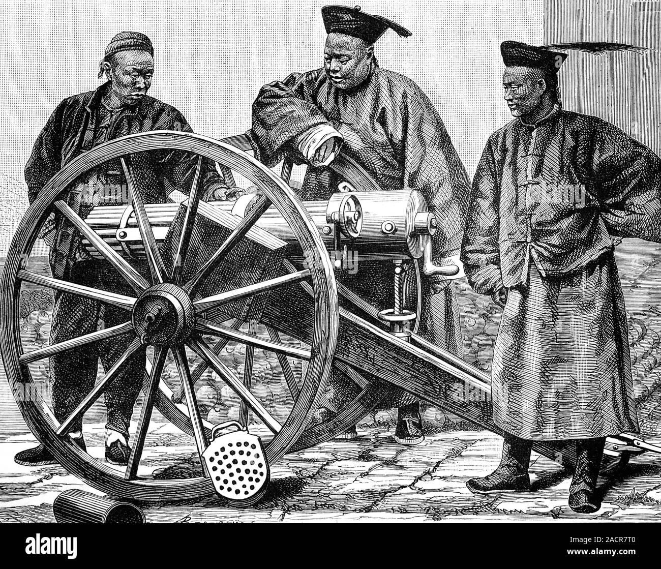 Artillery cannon in China, 19th-century artwork. Cannon were first used ...