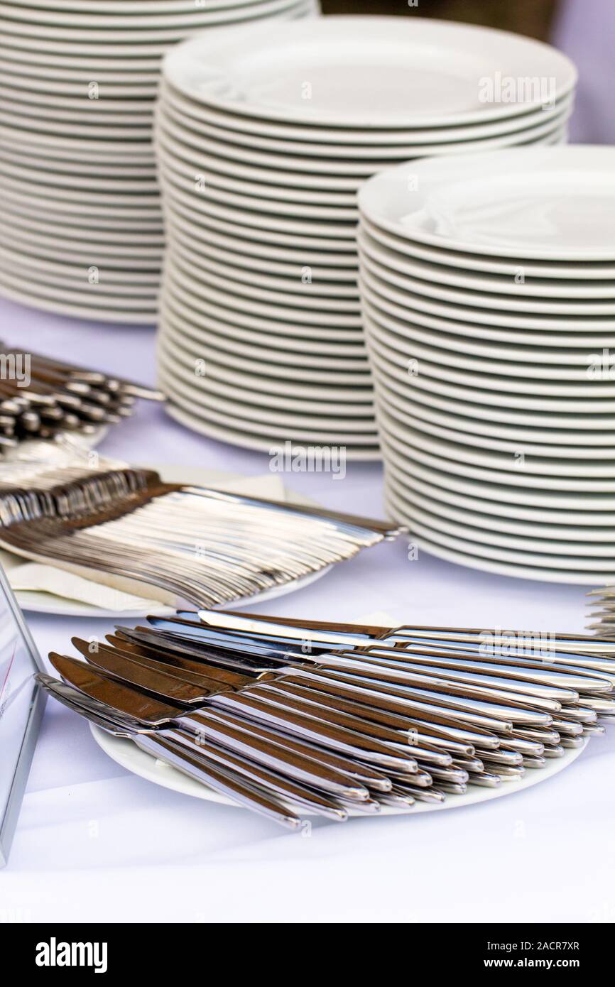 Piled plate buffet hi-res stock photography and images - Alamy