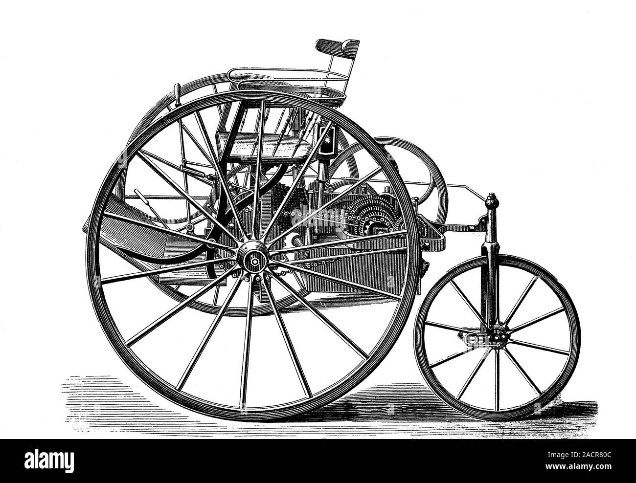 Early electric tricycle. 19th-century artwork of the electric tricycle ...