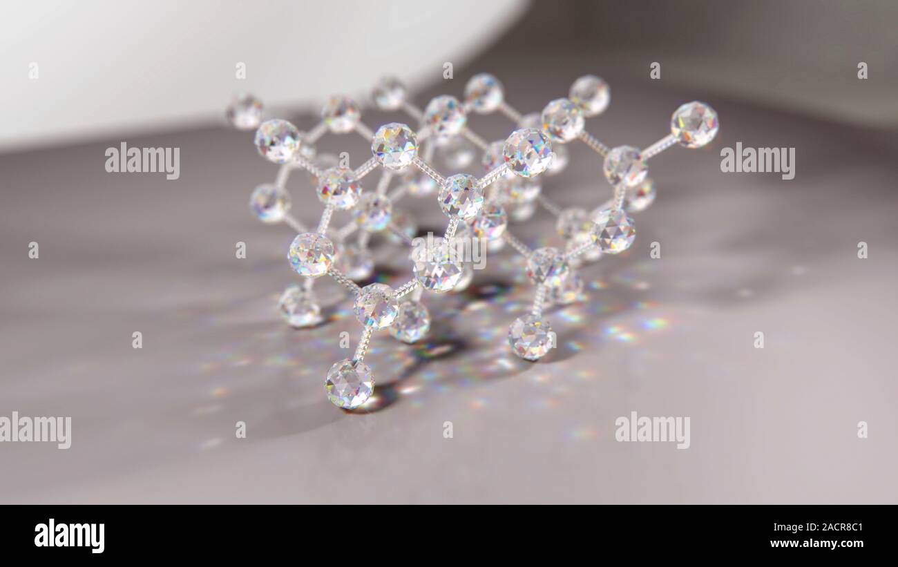 Diamond structure. Computer artwork of a model representing the ...