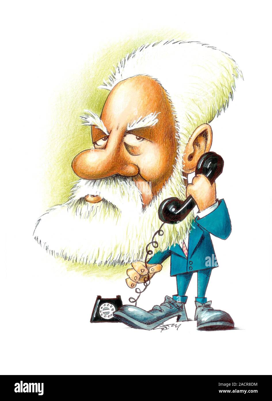 Alexander Graham Bell (1847-1922), Scottish-US inventor, using a ...