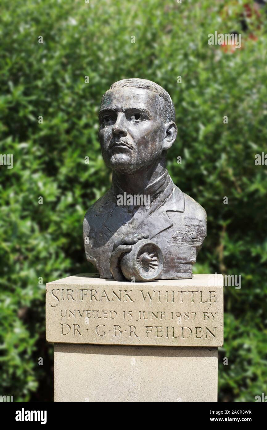 Bust of Frank Whittle holding his invention, the jet engine. British ...
