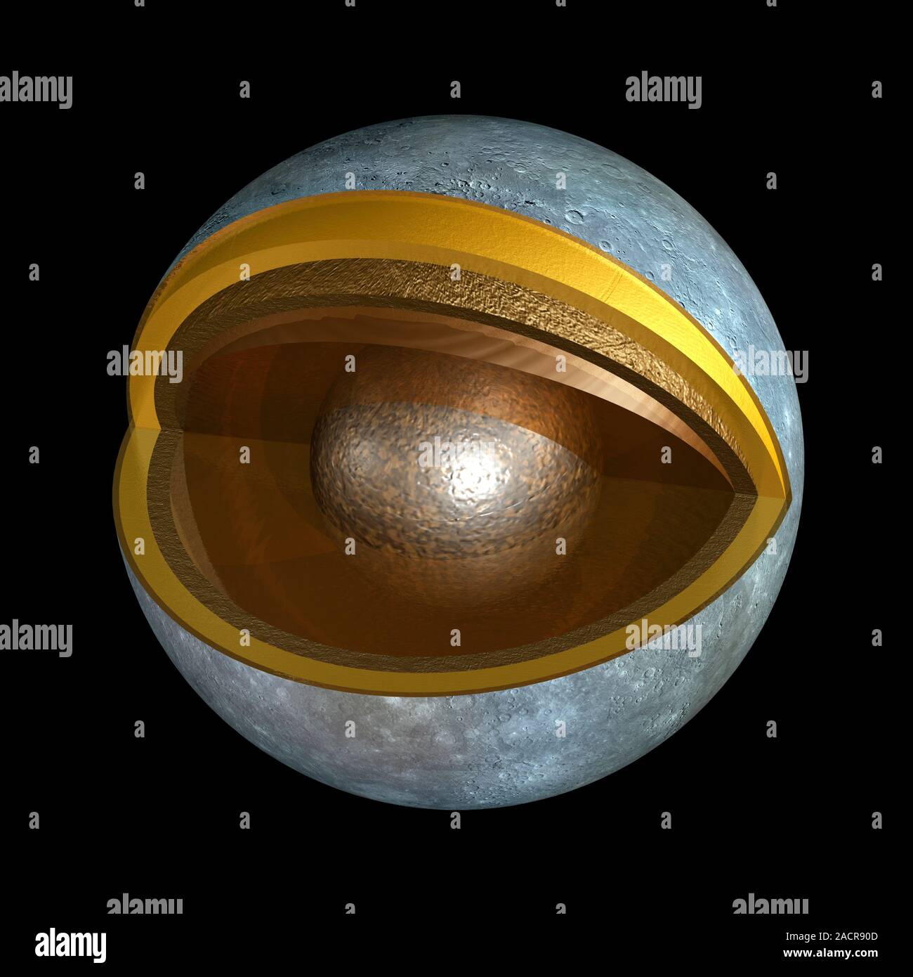 Mercury's interior. Computer artwork showing the interior structure of ...