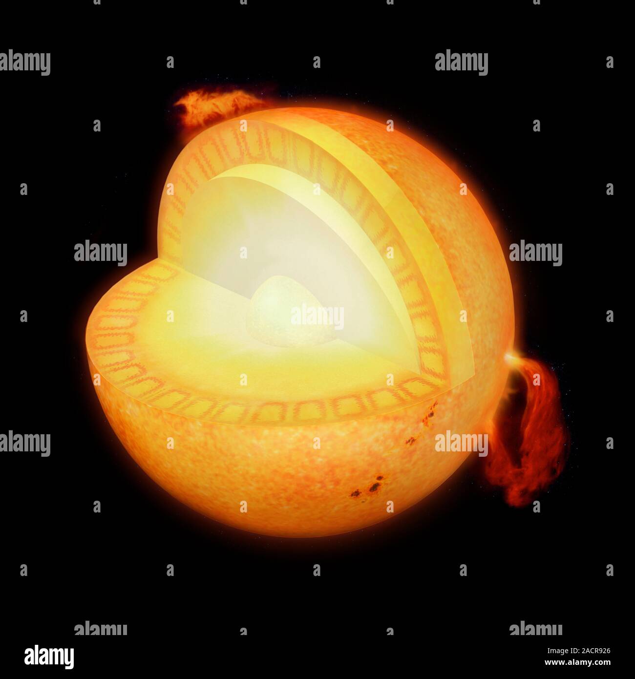 Solar structure. Cutaway computer artwork showing the structure of the ...