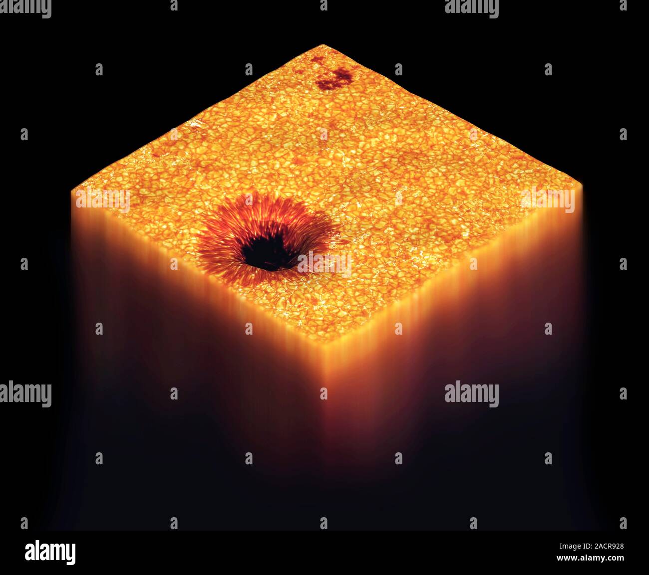 Sunspot Computer Artwork Of A Section Of The Suns Surface Showing A Sunspot Dark Centre