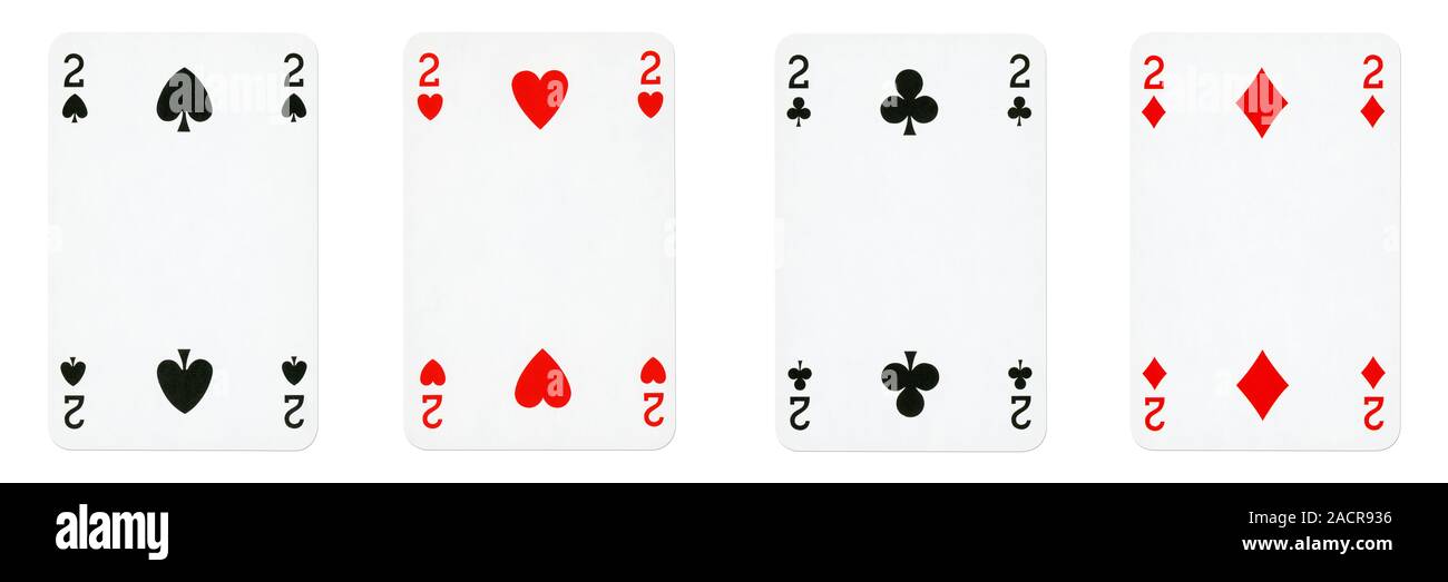 Four Playing Cards Isolated on White Background, Showing Two from Each ...