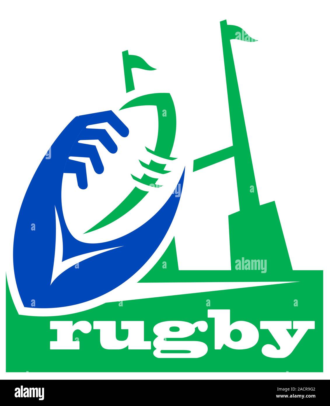 rugby ball goal post hands holding Stock Photo - Alamy