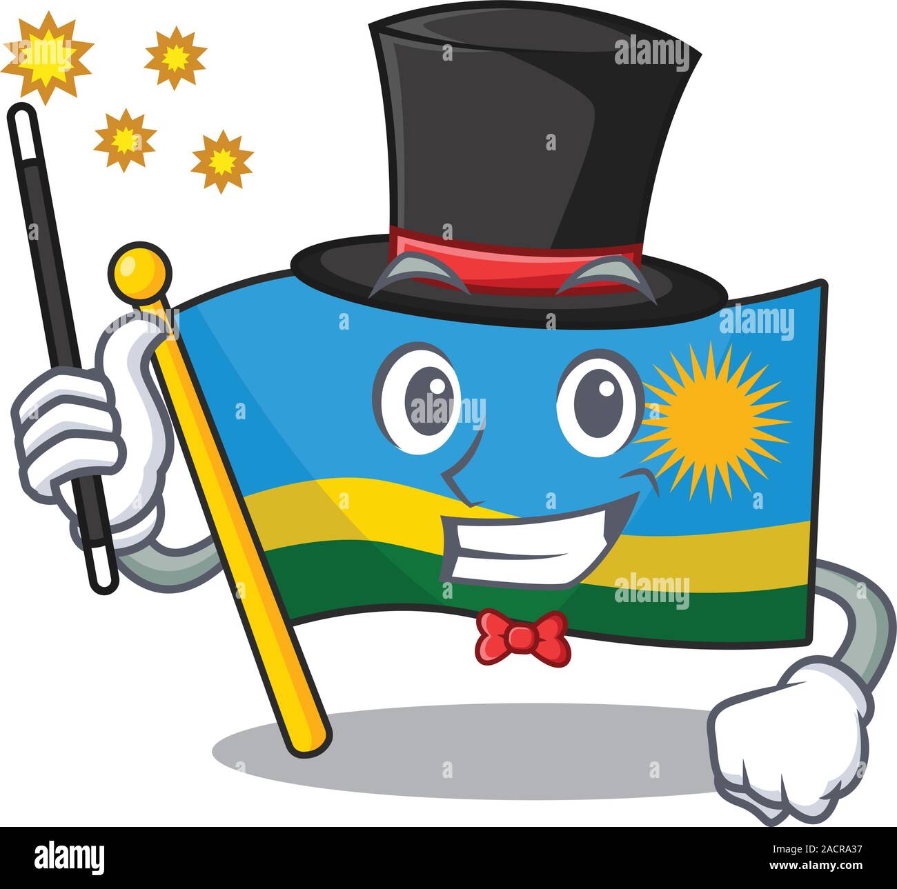 Cartoon character design of flag rwanda Magician style Stock Vector ...