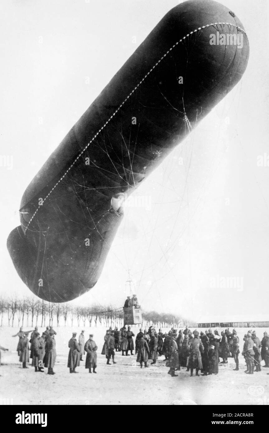 German observation balloon. Hydrogen-filled German military observation ...
