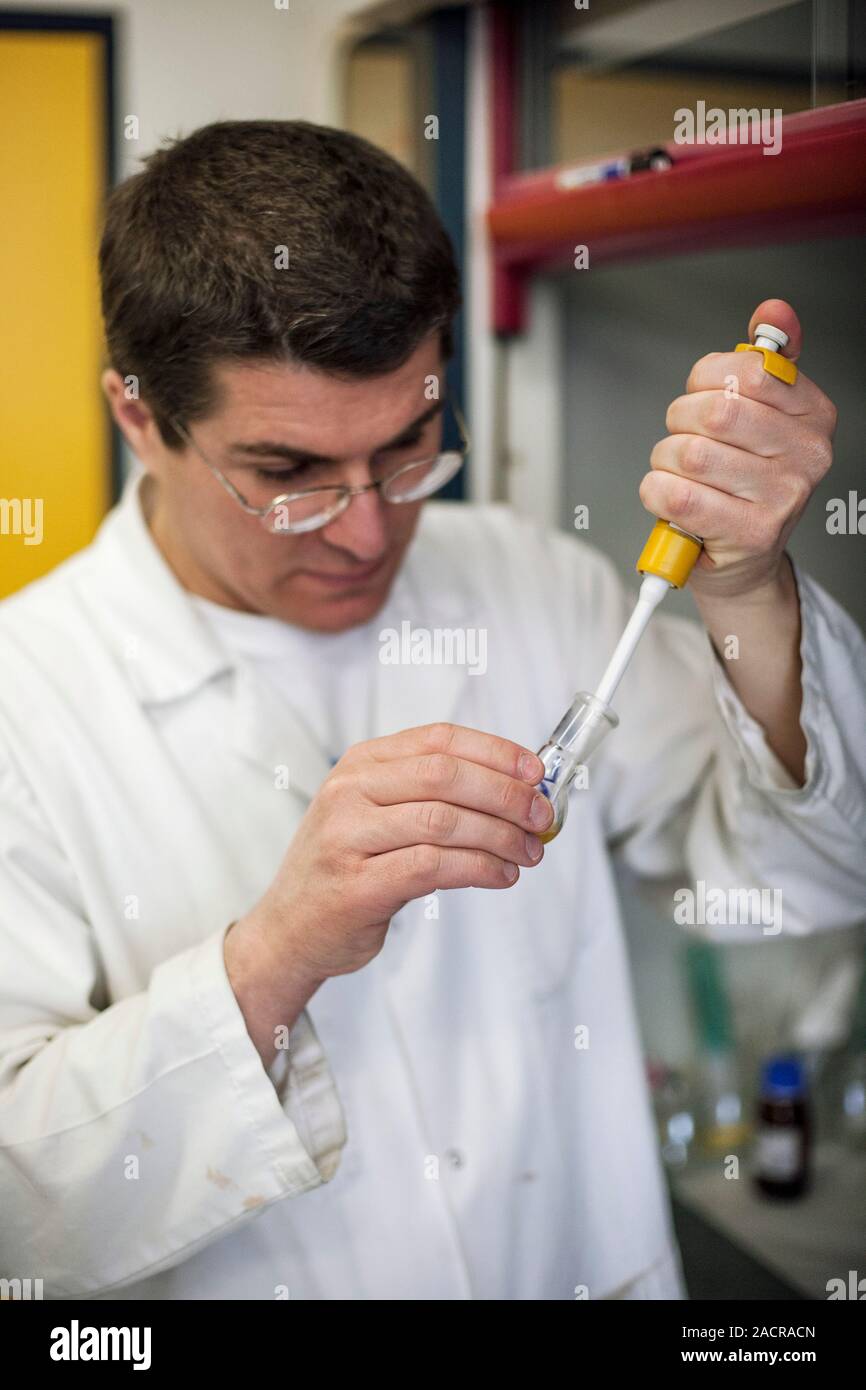 Bio-organic chemistry lab. Scientist working in the COBRA Bio-organic ...