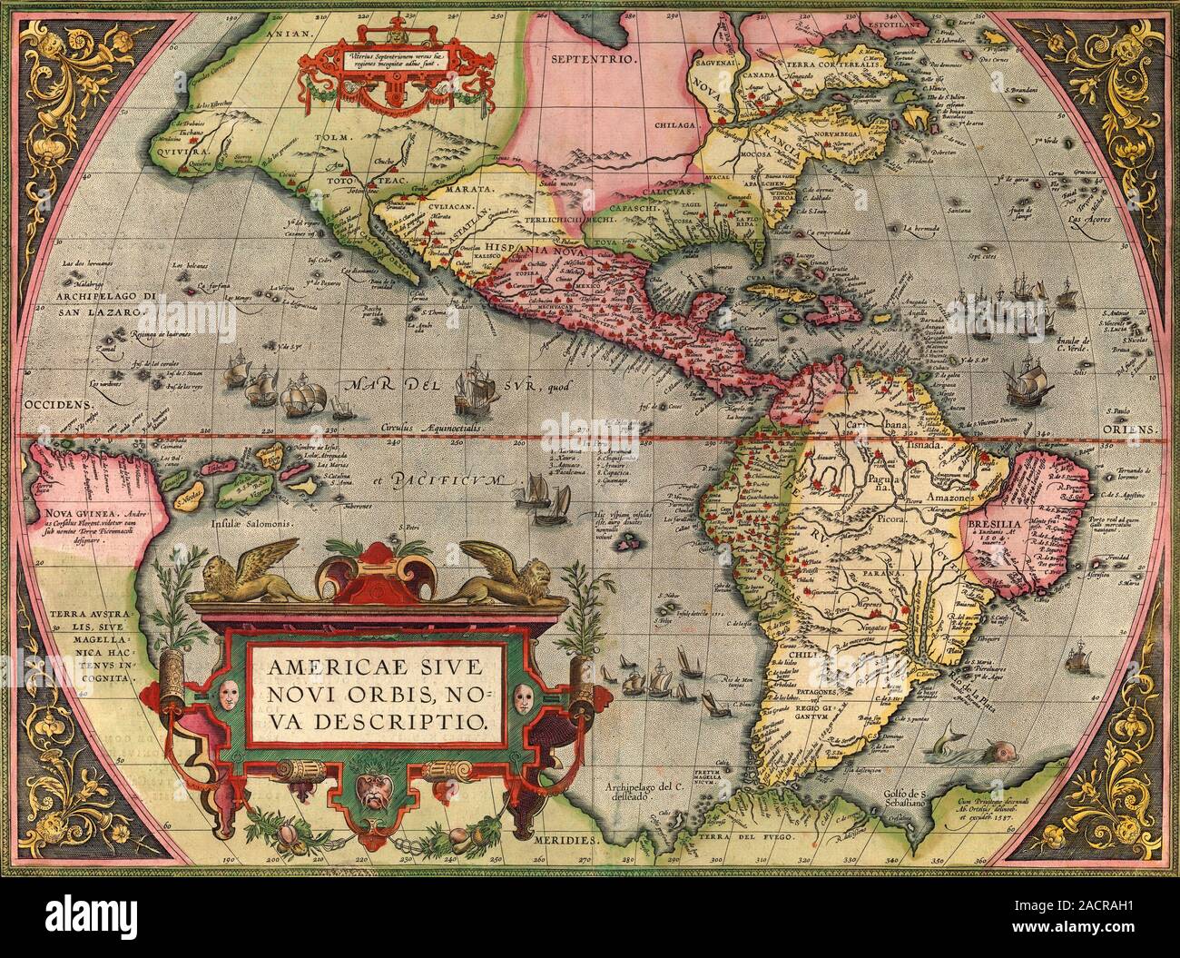 Ortelius's map of The New World. This map of the Americas is from the ...