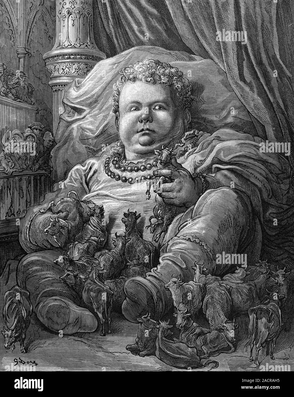 Rabelais's Pantagruel as a baby. 19th-century artwork of a scene from ...