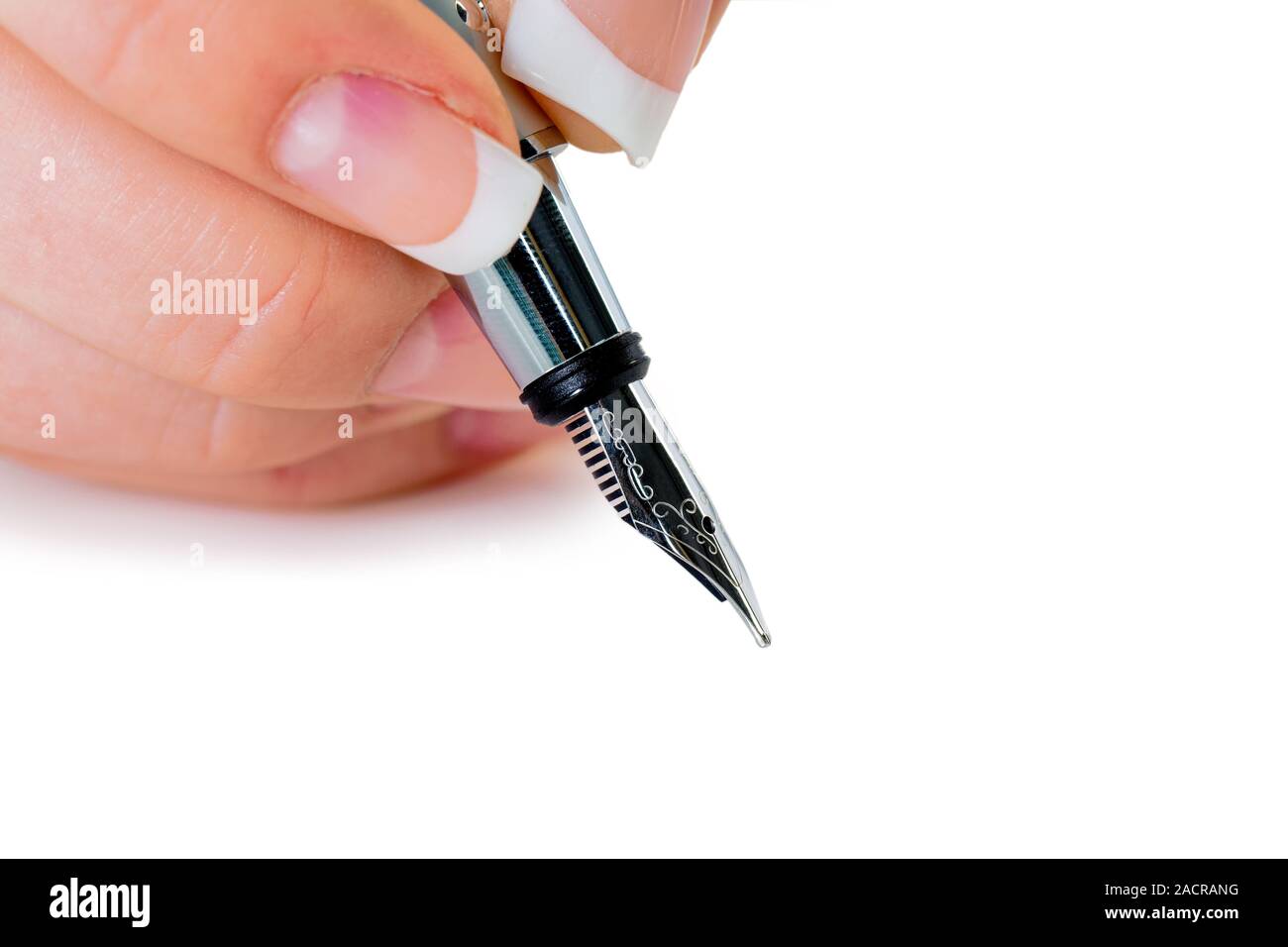 Hand with fountain pen signs contract Stock Photo - Alamy