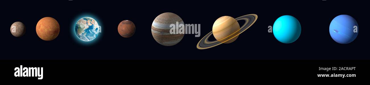 Solar system. Computer artwork showing the relative positions from the ...