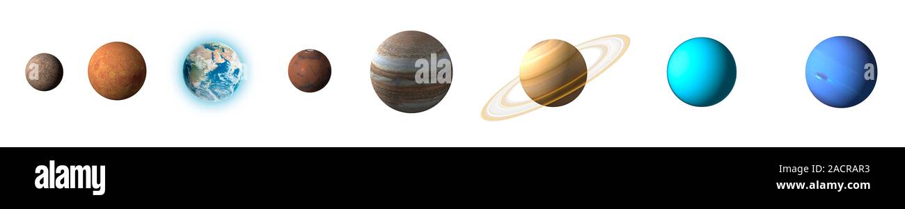 Solar system. Computer artwork showing the relative positions from the ...