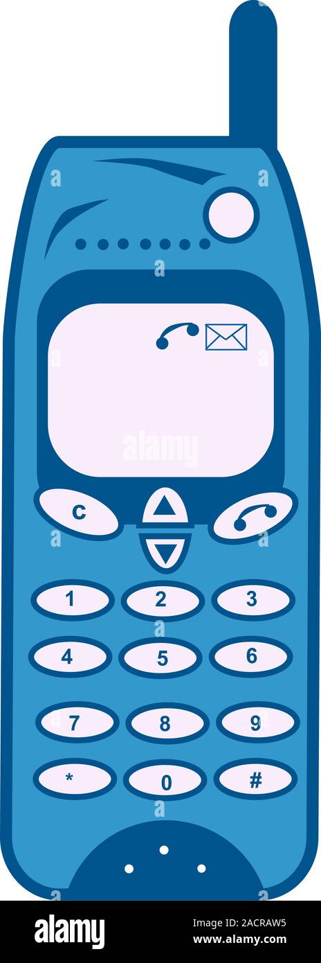 Blue Cellphone Front View Retro Style Stock Photo - Alamy