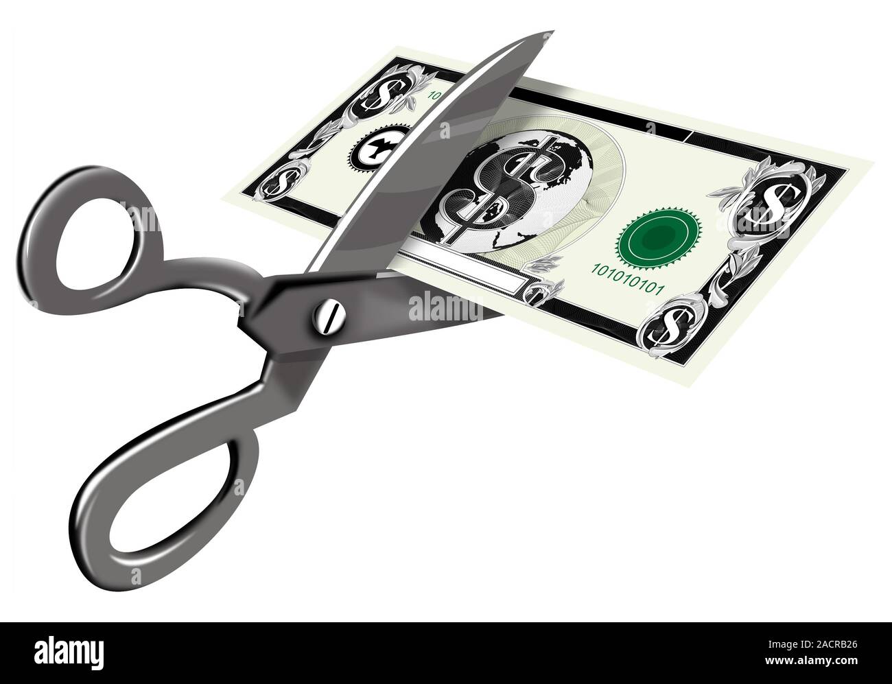 Scissors Cutting Dollar Bill Stock Photo - Alamy