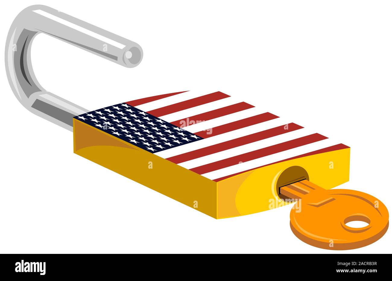 Padlock and Key American Flag Design Stock Photo - Alamy