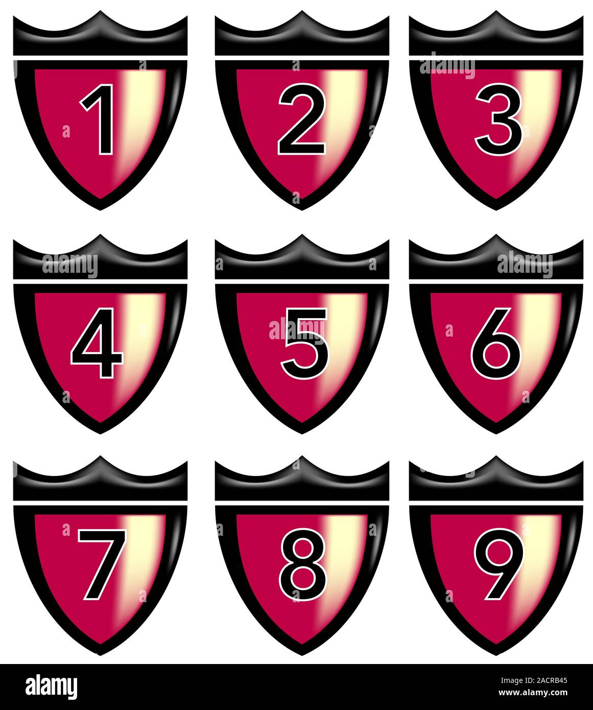 Numbers Shield Crown Retro Stock Photo - Alamy