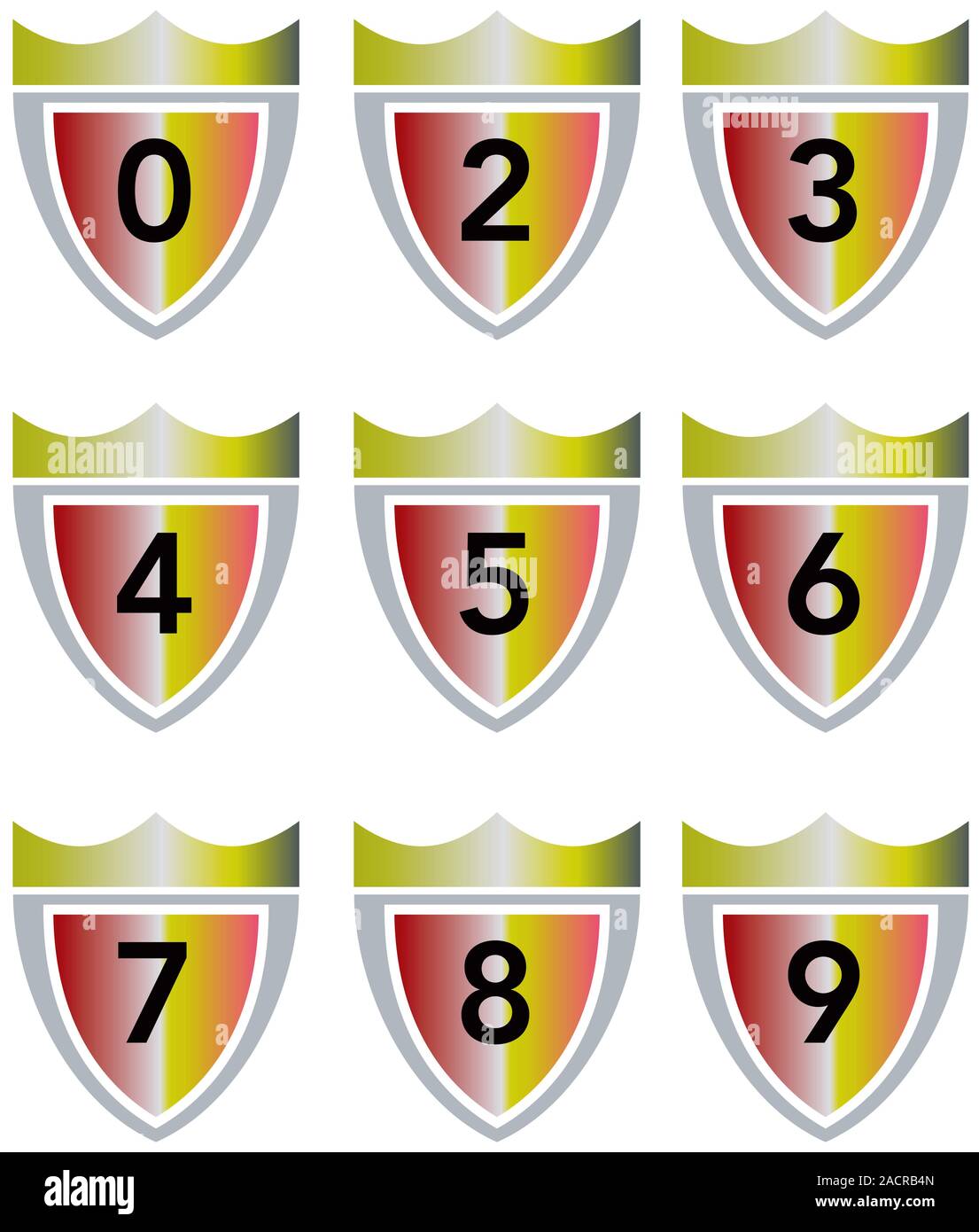 Numbers Shield Crown Retro Stock Photo - Alamy