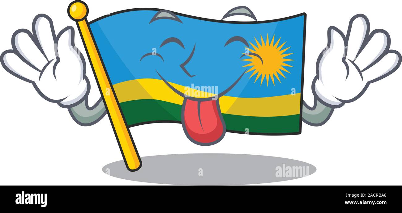Super cute flag rwanda cartoon design with Tongue out Stock Vector ...