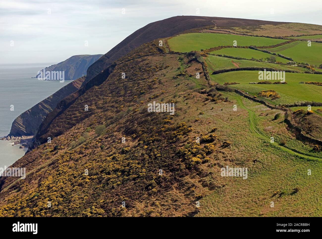 North Devon and Combe Martin. View from Lester Point to Hangman Point ...